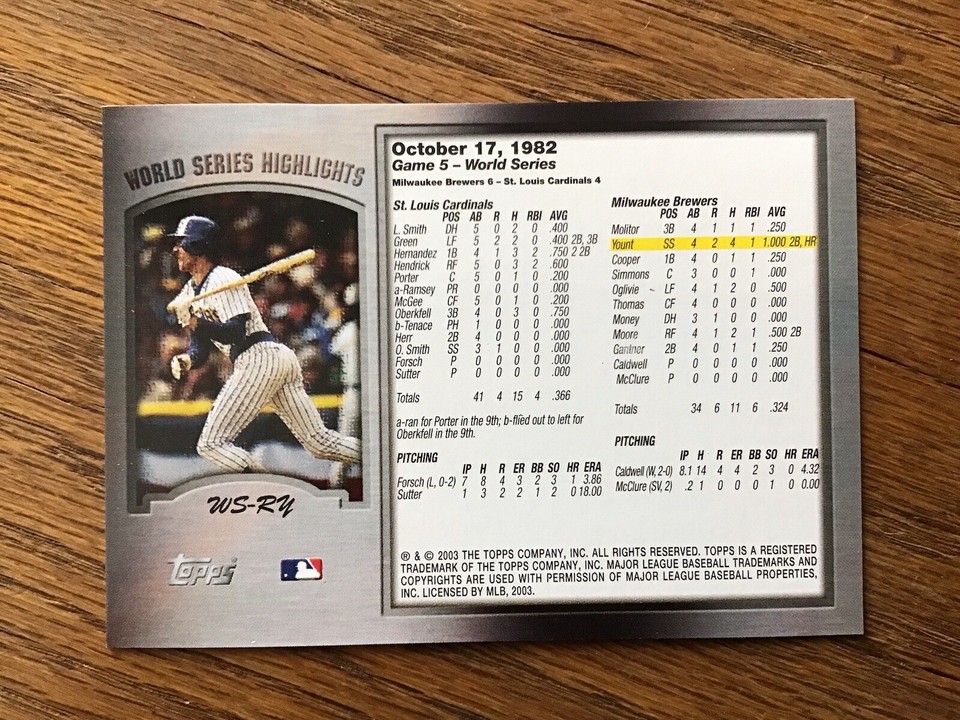 2004 Topps - World Series Highlights #WS-RY Robin Yount | eBay