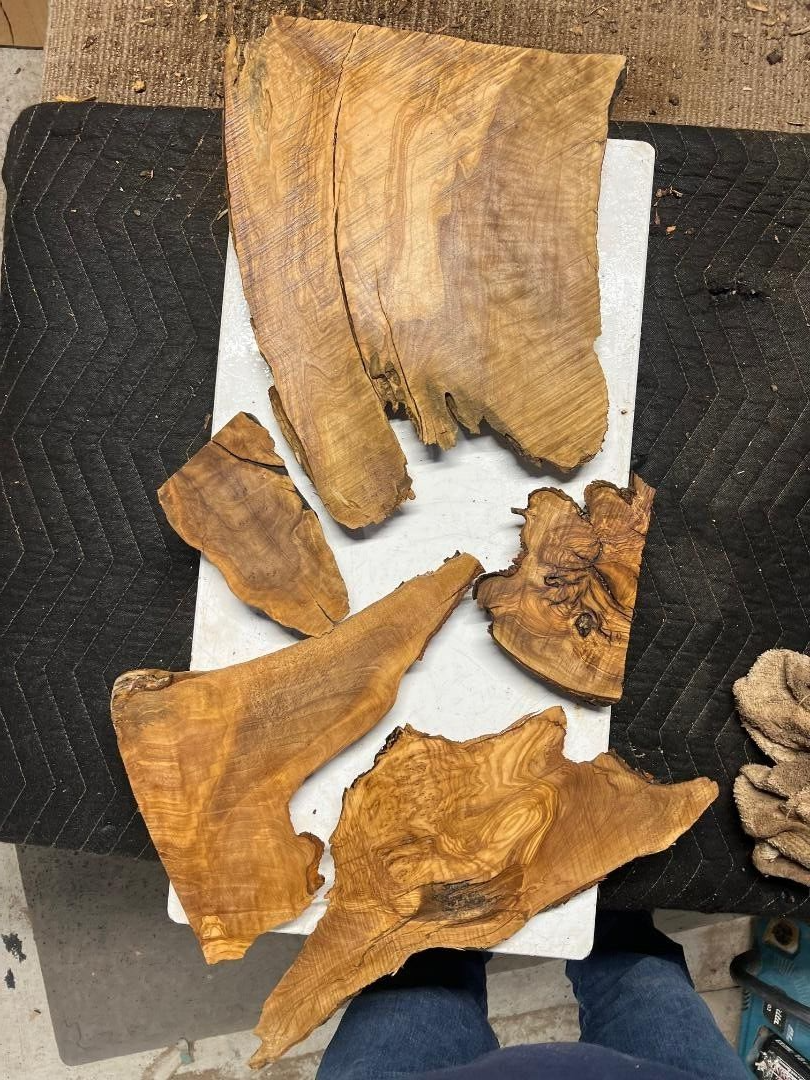 #87 Bundle OLIVE wood burl slabs for resin tray etc 200 yr old Rawcut ...