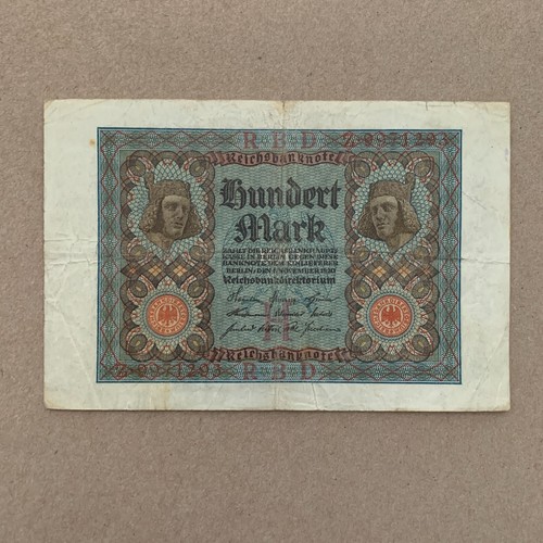 German 100 Mark Banknote Germany 1920 Post WWI Currency Berlin WW1 ...