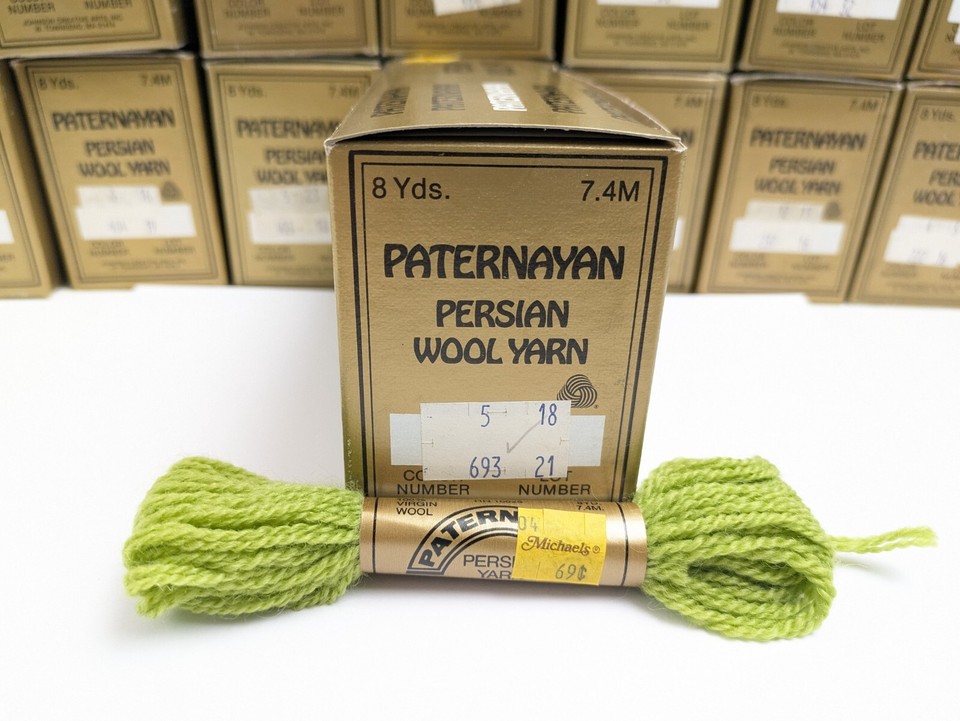 Paternayan Persian Wool Yarn 8 Yards 3-Ply Lot NOS ~ FULL BOXES ~ Many ...