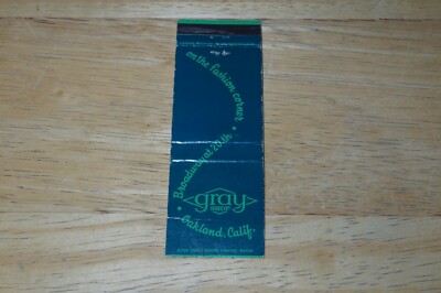 Vintage Gray Shop Oakland California Fashion Corner Matchbook Cover ...
