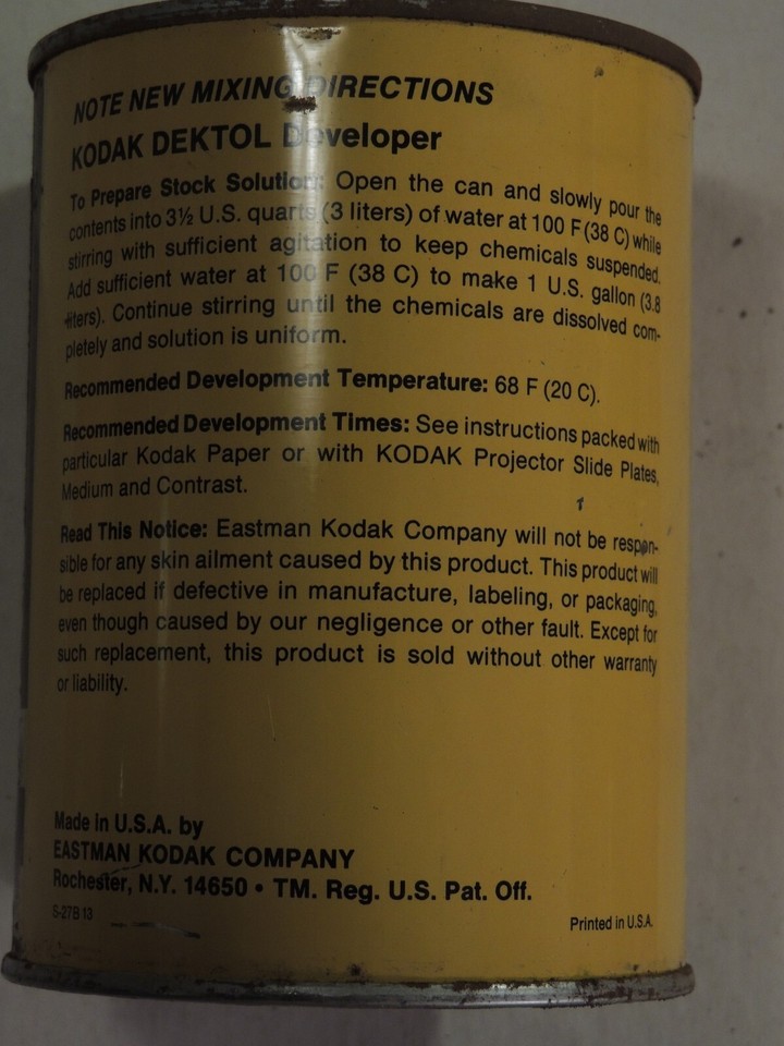 Kodak Dektol Developer 1lb 2oz Medium & Contrast CAT 146 4726 - Sealed ...