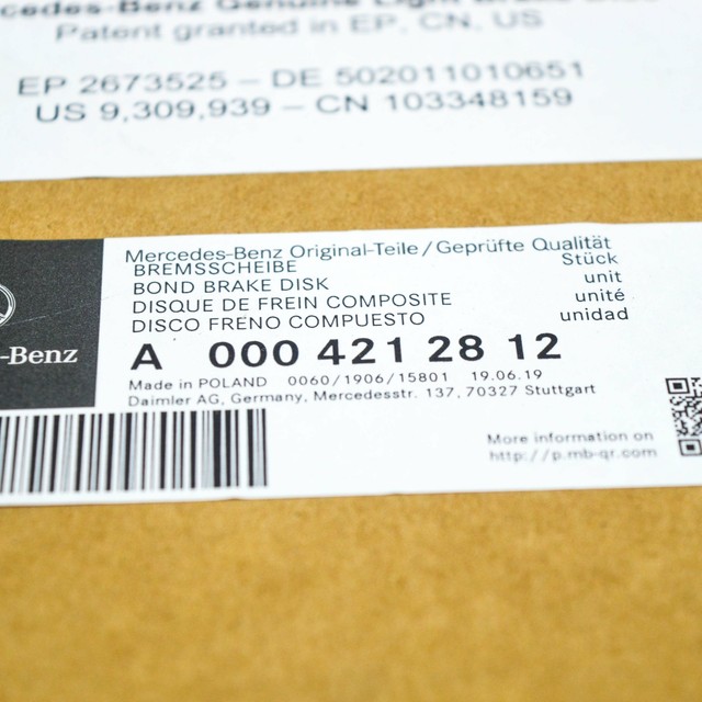 Mercedes-Benz GLC X253 Front Right Brake Disc A0004212812 2016 11162589 ...