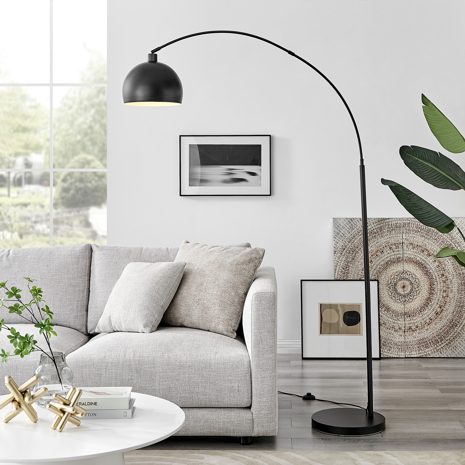 Furniturebox HOLDEN Tall Metal Floor Arc Standing Lamp Light (Including ...