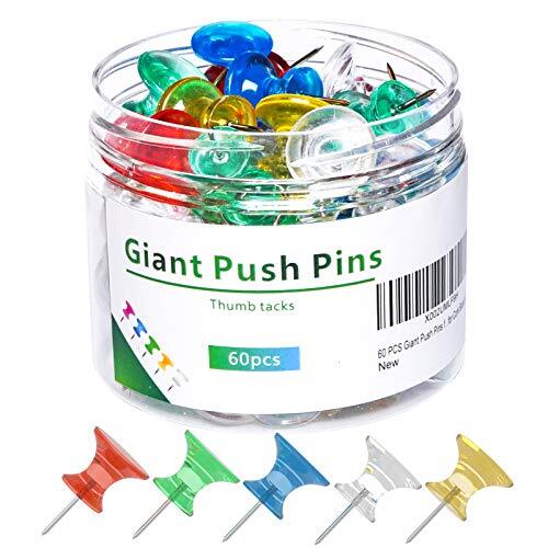 60 PCS Gaint Push Pins 1 Inch Jumbo Thumb Tacks Steel Point | eBay