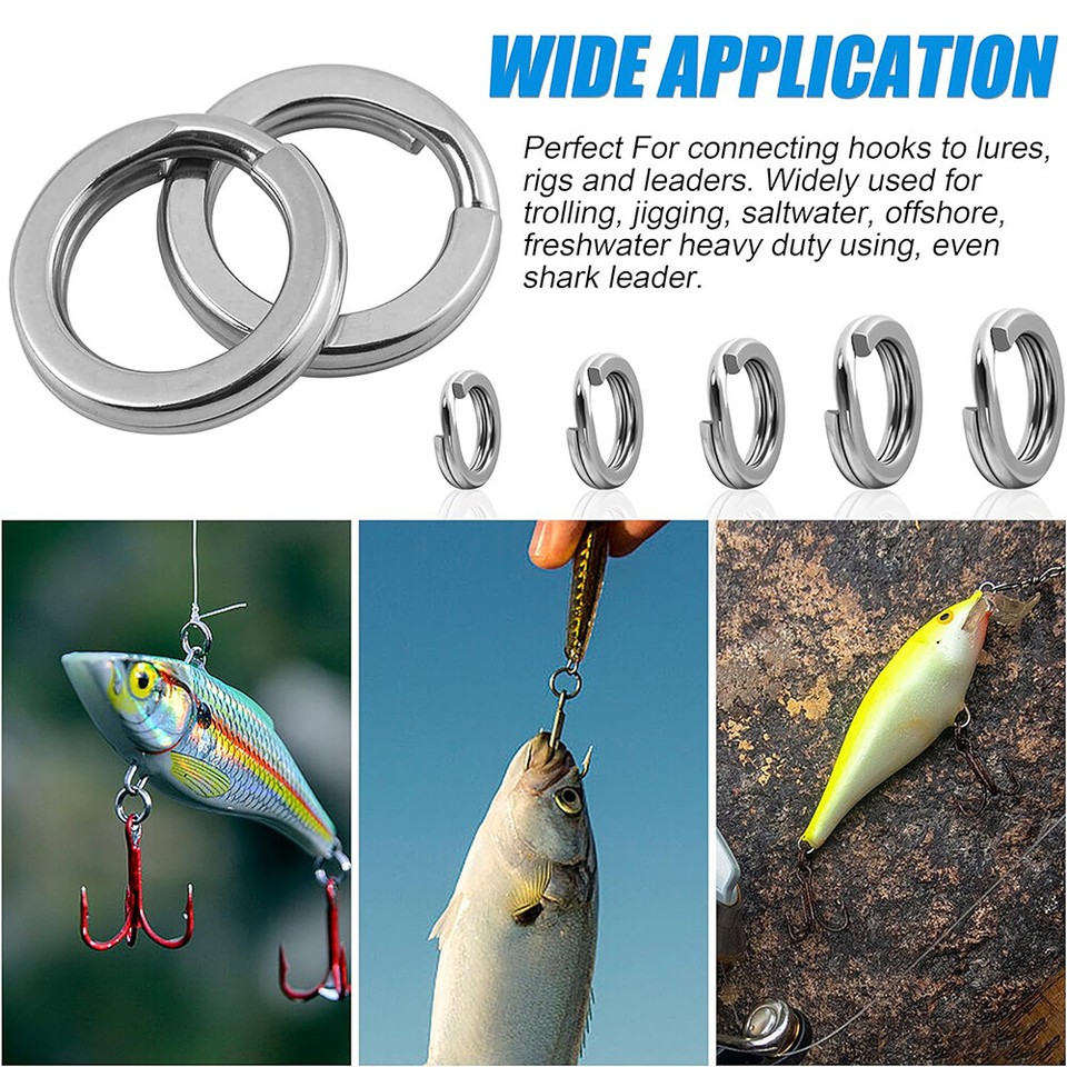 50/100pcs Stainless Steel Fishing Split Rings 10-150LB High Strength ...