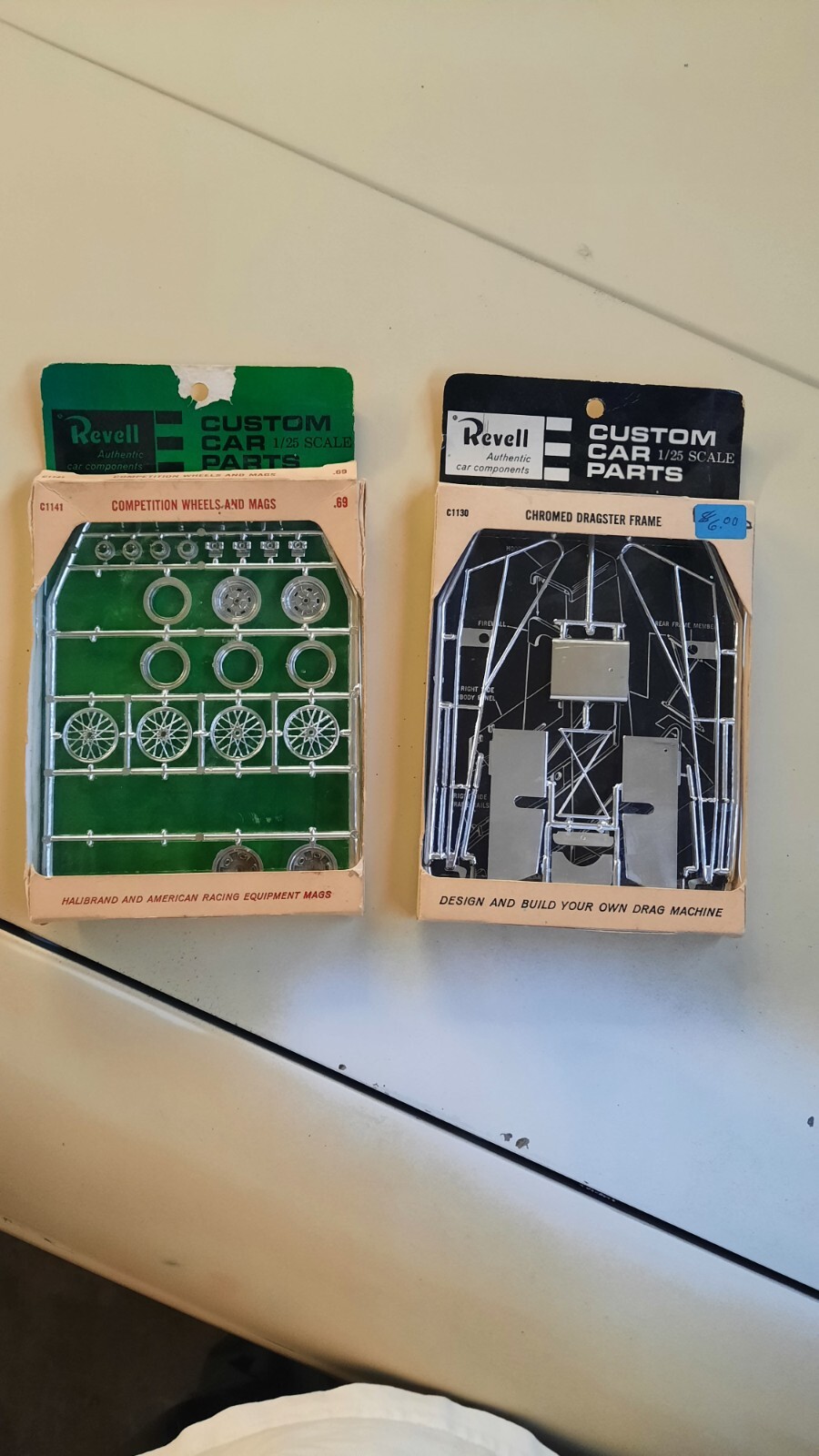 2 Vintage Revell parts pack, chrome Dragmaster Chassis and Competition ...