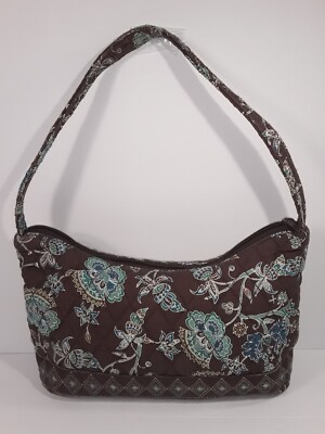 Quilted Croft & Barrow Small Purse Brown Floral Zip Closure Handbag | eBay