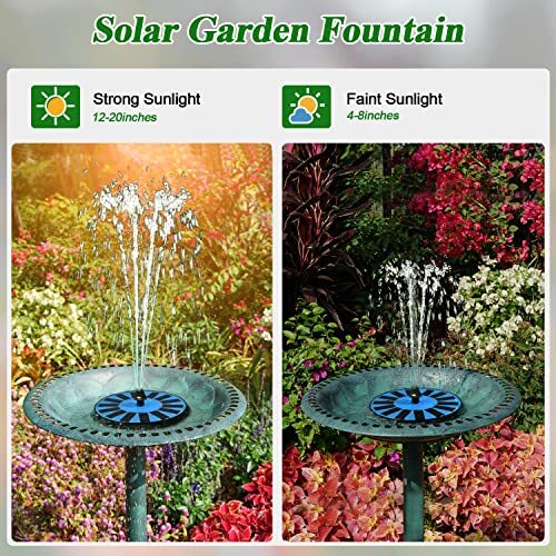 Solar Fountain Upgraded 100% Glass Covered， Solar Powered Bird Bath ...