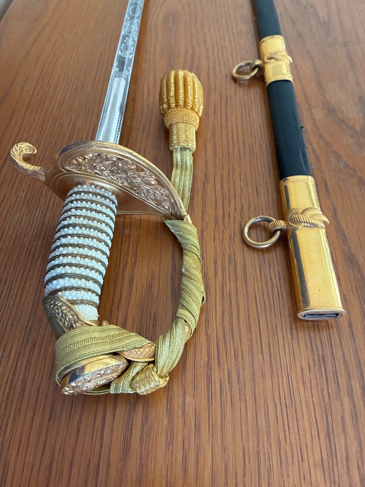 U.S. Naval Officer Sword with wrapped sword knot and Officer Sword Belt ...