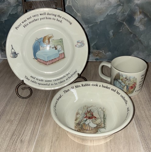 Peter Rabbit Wedgwood Beatrix Potter 3-Piece Vintage Cup Bowl & Dish ...