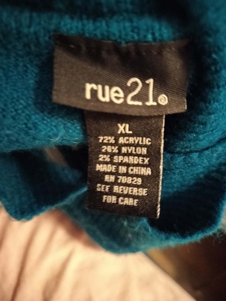 Vtg Sweater Y2K Rue 21 XL JR Long Turquoise Flared Sleeves Grunge 90's ...