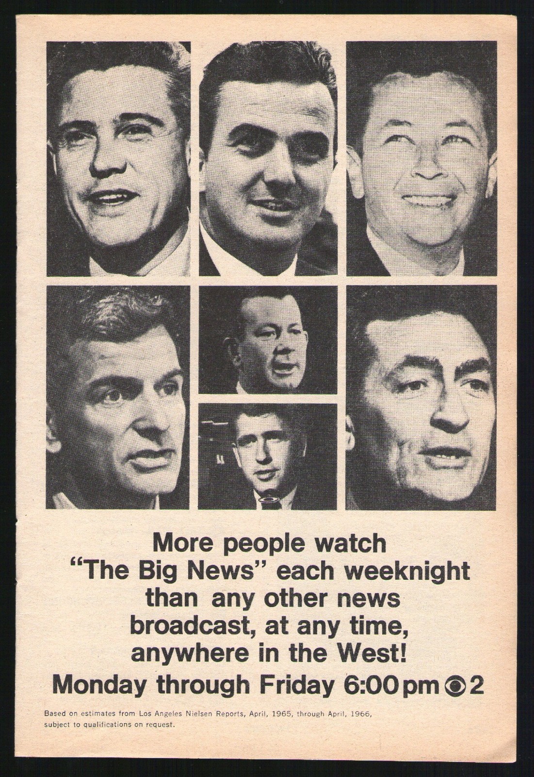 1966 KNXT TV NEWS AD~RALPH STORY~MAURY GREEN~JERRY DUNPHY~LOS ANGELES ...