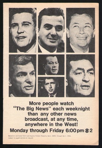 1966 KNXT TV NEWS AD~RALPH STORY~MAURY GREEN~JERRY DUNPHY~LOS ANGELES ...