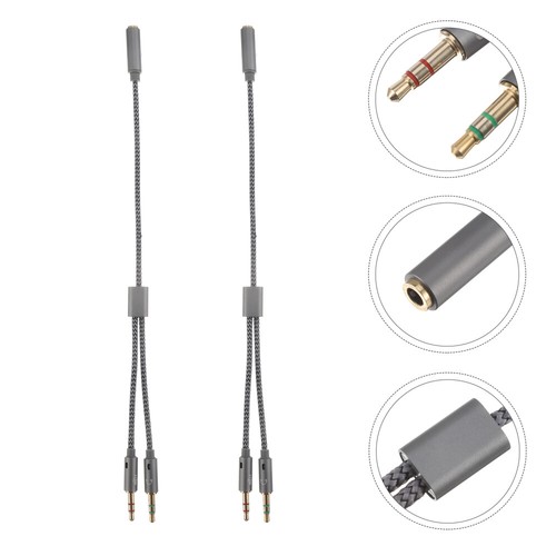 2 Pcs Microphone Audio Adapters Headphone Splitters Headset Splitter ...