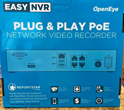 NIB NETWORK VIDEO RECORDING OPENEYE -OEEASYNVR42T 4CH Embedded PoE NVR ...