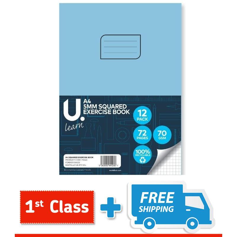 A4 Squared Exercise Book - Math Graph Paper Squares School Office ...
