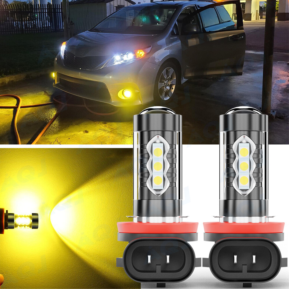 2x H11 H8 H9 Golden Yellow LED Headlight Bulbs High Low Beam Fog Light ...