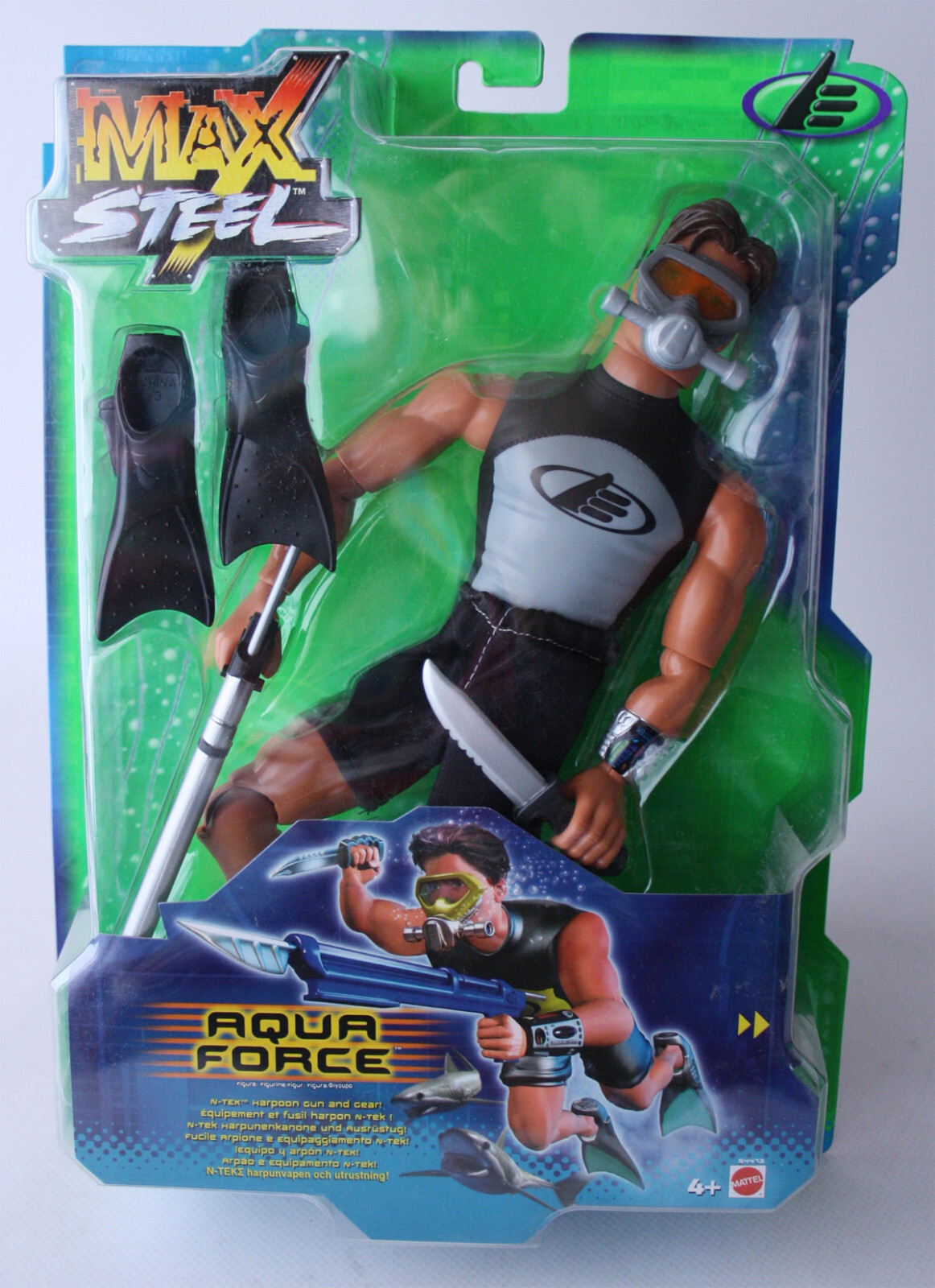 RARE MAX STEEL AQUA FORCE DIVER FIGURE MATTEL 2001 EUROPEAN NEW SEALED ...