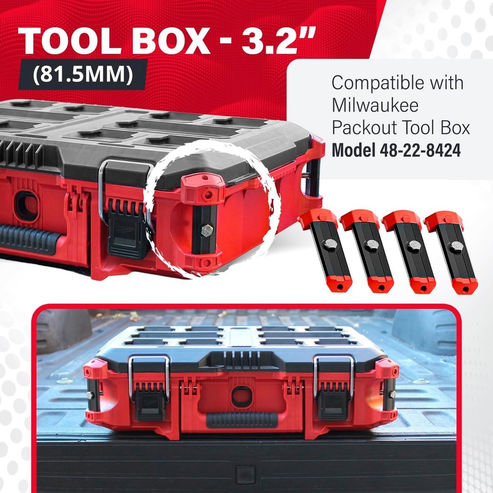 Milwaukee Packout 48-22-8424 Tool Box Aluminum Rails 3.2" Black Heavy ...