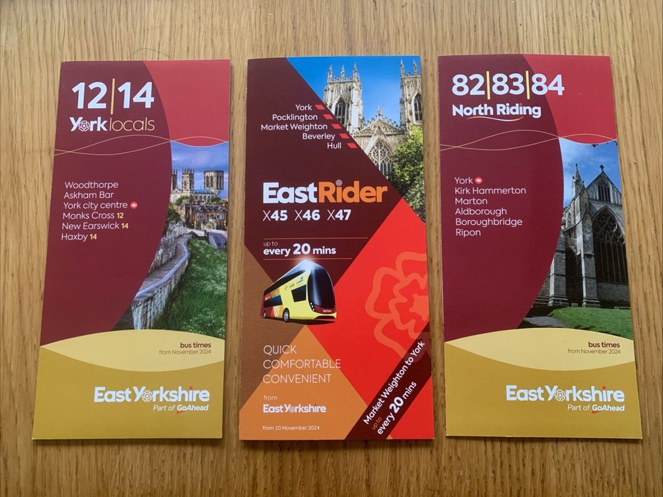 3 x East Yorkshire Buses timetables for York routes: November 2024 ...