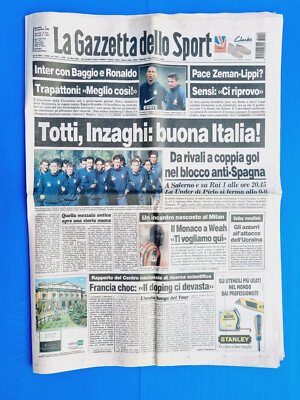 Gazzetta Dello Sport November 18 1998 Ronaldo-Baggio-Totti-Inzaghi-Weah ...