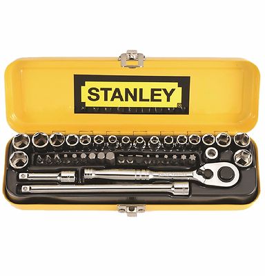Stanley 40-PIECE 14" DRIVE SOCKET SET w/ 18 Screw Bits & 2 Extensions ...
