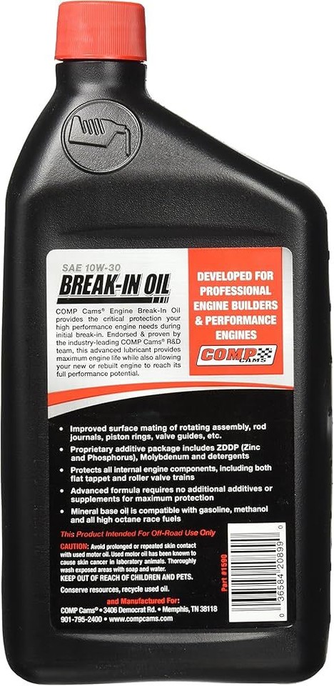 COMP CAMS 10w30 BREAK-IN Engine Oil 6/quarts w/Zinc+Molybdenum ...