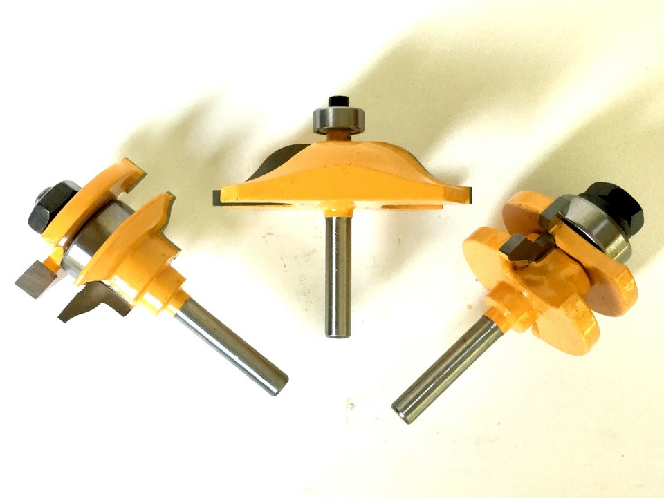 3pc 1/4" SH Ogee Raised Panel and Ogee Rail & Stile Router Bit Set sct ...