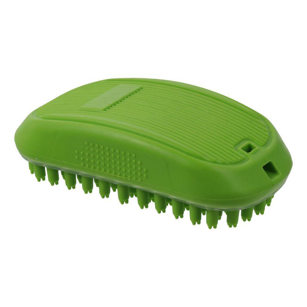 Green Dog Brush Rubber Bristles Grooming Brush Dog Bath Massage Brush ...