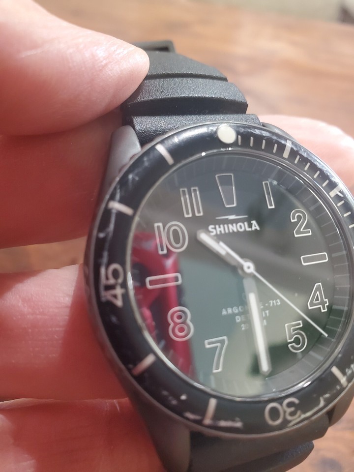 Shinola Watch Duck 42mm Black Cream Dial Argonite 713 Rubber Original ...