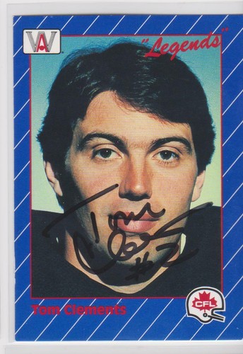 TOM CLEMENTS CFL NOTRE DAME AUTOGRAPHED CARD CREASED | eBay