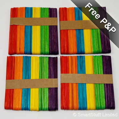 Wooden Rainbow Coloured Lolly / Lollipop Sticks Crafts & Model Making ...