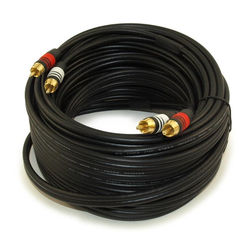 50ft 2 Wire RCA Premium Component Audio Cables 24K Gold Plated Black | eBay