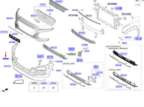 Couvercle inférieur de pare-chocs avant HYUNDAI KONA MK1 86510J9010 ...