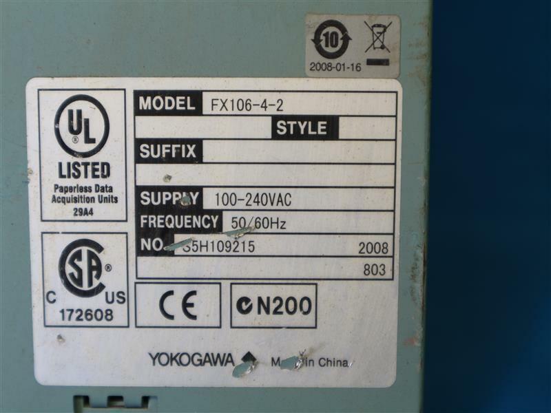 Yokogawa Fx106-4-2 Fx100 6 Channel Paperless Recorder With CF Drive ...