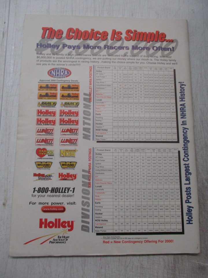 NATIONAL DRAGSTER MAGAZINE MARCH 3, 2000 DAVID NICKENS HEMI HIST MOPAR ...