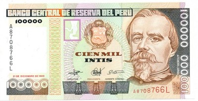 Banco Central de Reserva del Peru Peru 100000 Intis 1989 Gem U | eBay