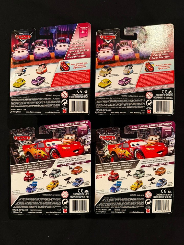 Disney Pixar Cars Tokyo Party RSN Lot of 4 Mike Fuse, Okuni, Matthew ...