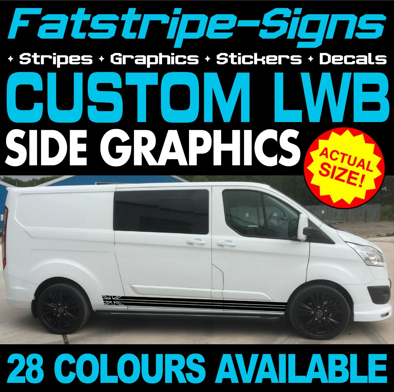 to fit FORD TRANSIT CUSTOM LWB GRAPHICS STICKERS STRIPES DECALS ST M ...