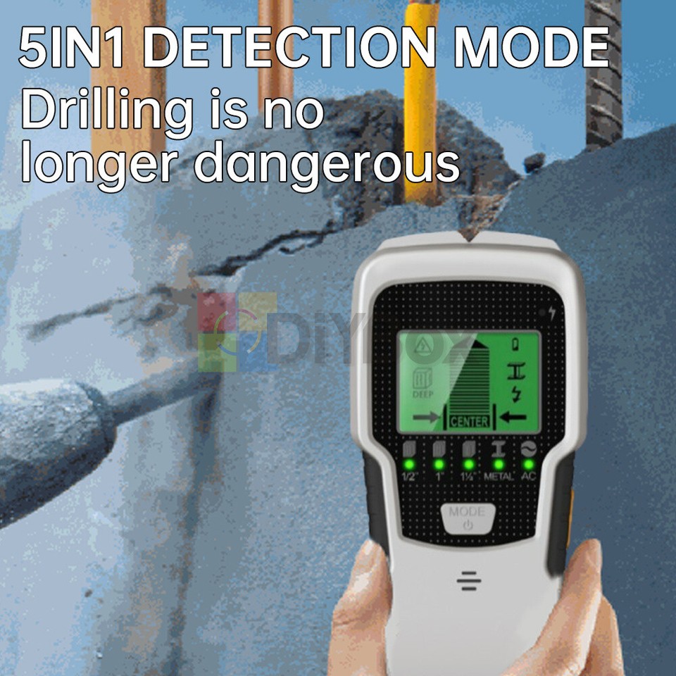 5 in 1 Digital Stud Finder Wood Metal Pipe Wire Wall Sensor Scanner LCD ...