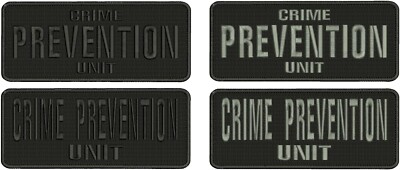 4 Crime Prevention Unit embroidery patch 4X10 hook black grey and black ...