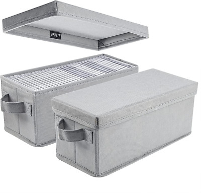 CD Storage Boxes with Lids- Pack of 2 CD Case Storage- 13.2 X 5.9 X 5.3 ...
