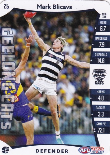 AFL 2019 Teamcoach Geelong Cats - Mark Blicavs Card No.25 | eBay Australia