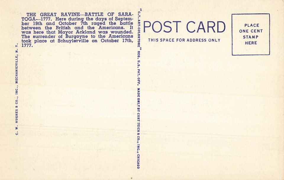 NOS-BEMIS HEIGHTS NY~SARATOGA BATTLEFIELD-GREAT RAVINE MONUMENT~LOT 15 ...