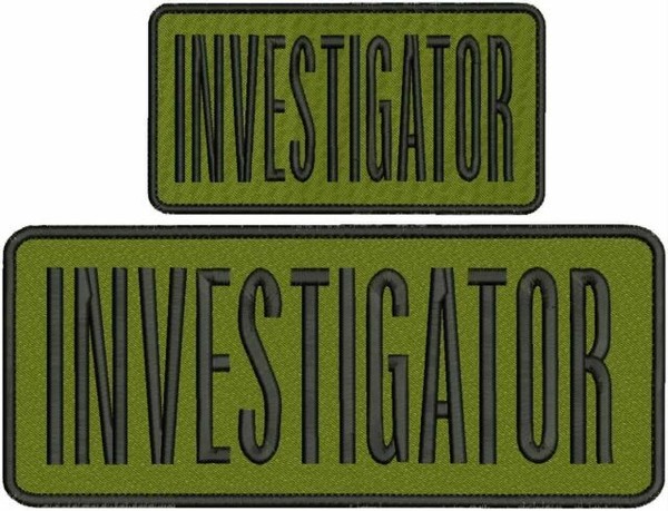 Special Investigator Embroidery Patches 4x10 and 3x6 Hook on Back for ...