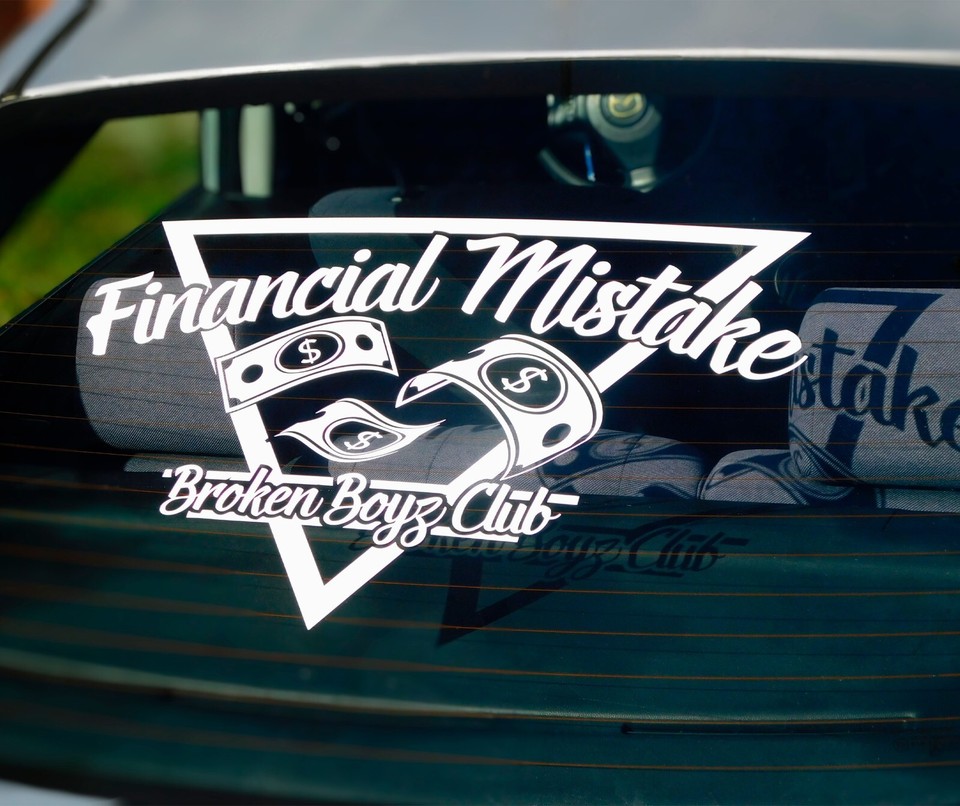 Financial Mistake v2 Windshield Rear Window Decal Car Sticker Banner ...