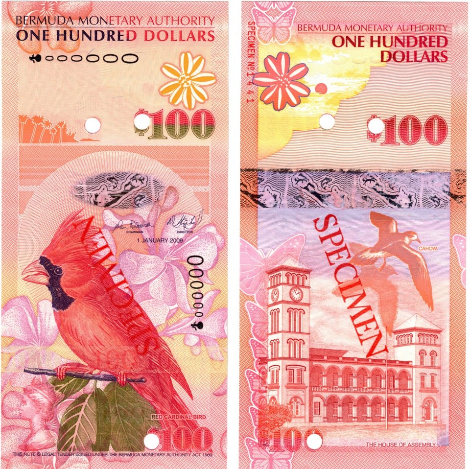 2009 Bermuda 2 to 100 Dollars Full Set Birds Hybrid Banknote UNC ...