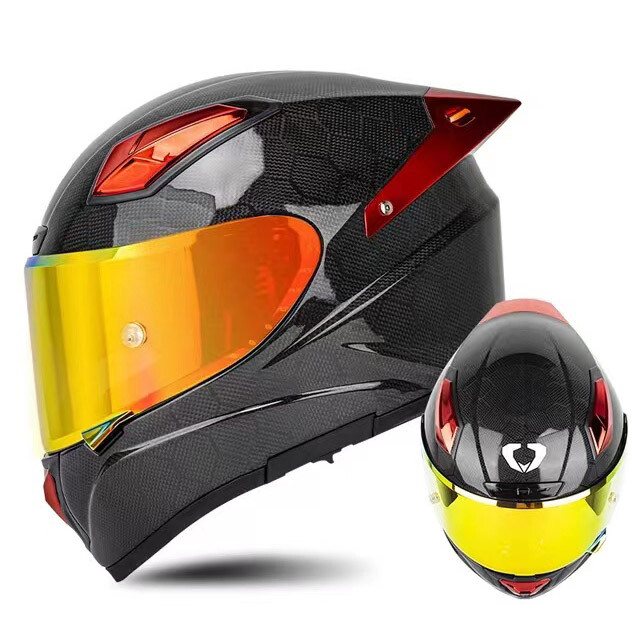 Carbon Fiber Motorcycle Helmet Full Face Lightweight Helmets Double ...