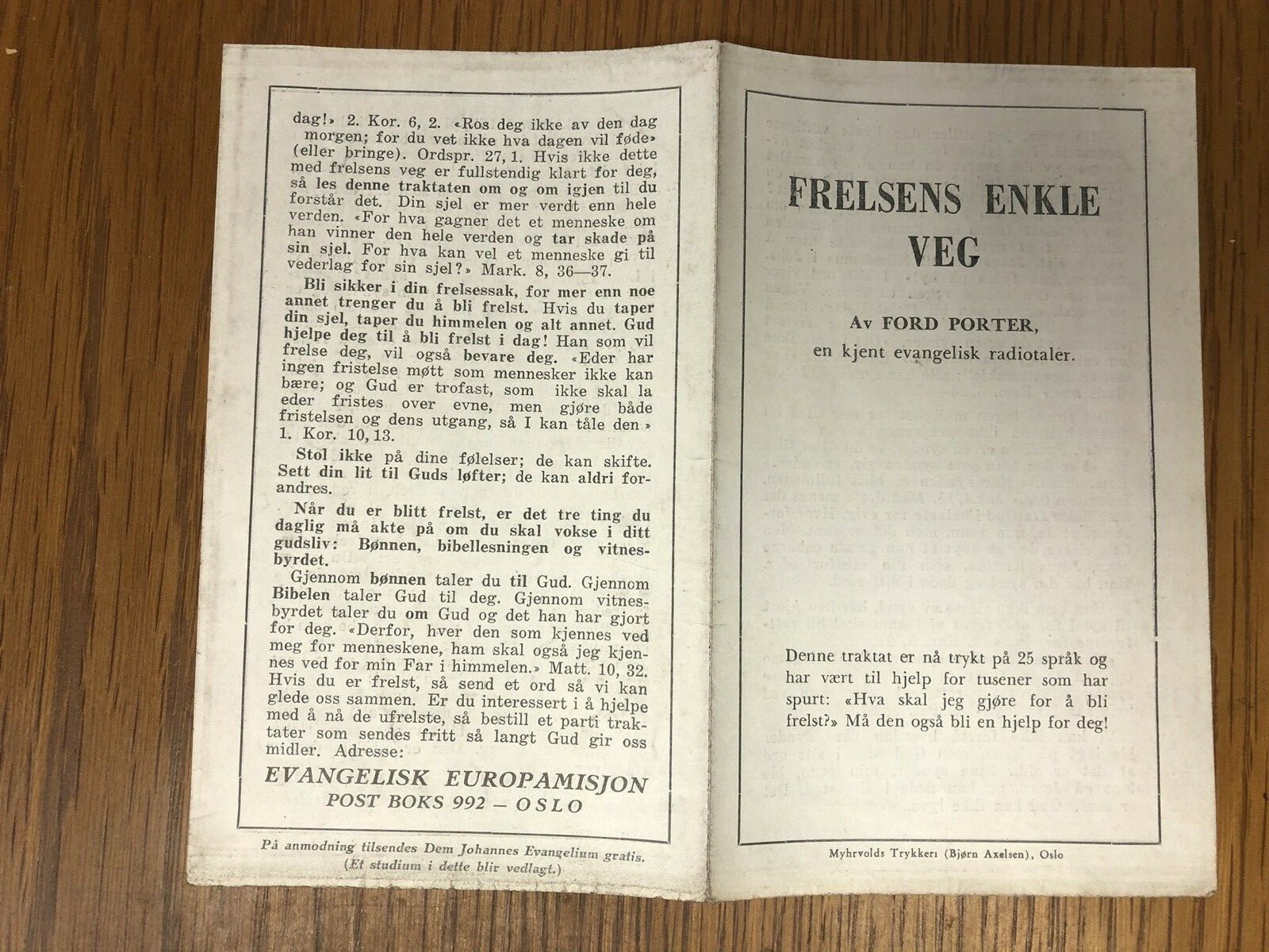 Norwegian Tract - Baptist Radio Evangelist Ford Porter - Norway | eBay